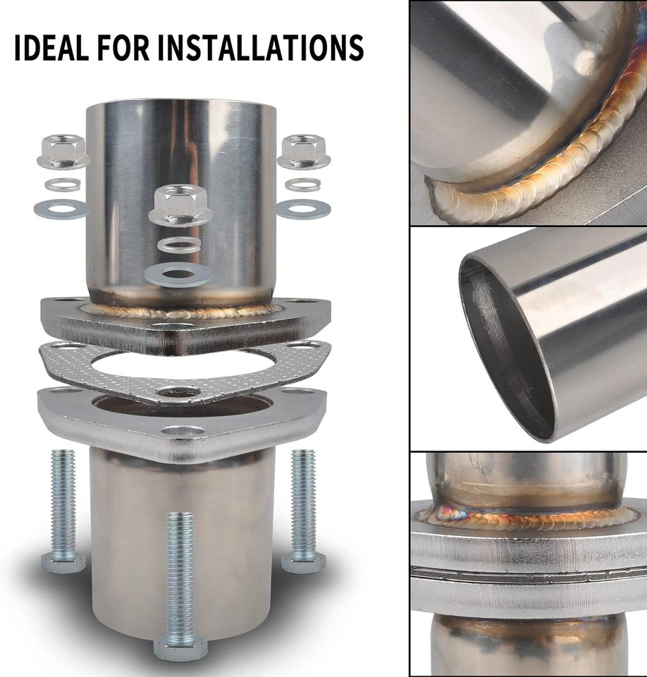 3 BOLTS 3" OD Universal Quick Fix Exhaust Triangle Flange Repair Pipe ...