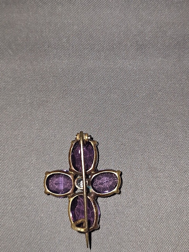 Vintage Amethyst Cross Brooch Pin | eBay