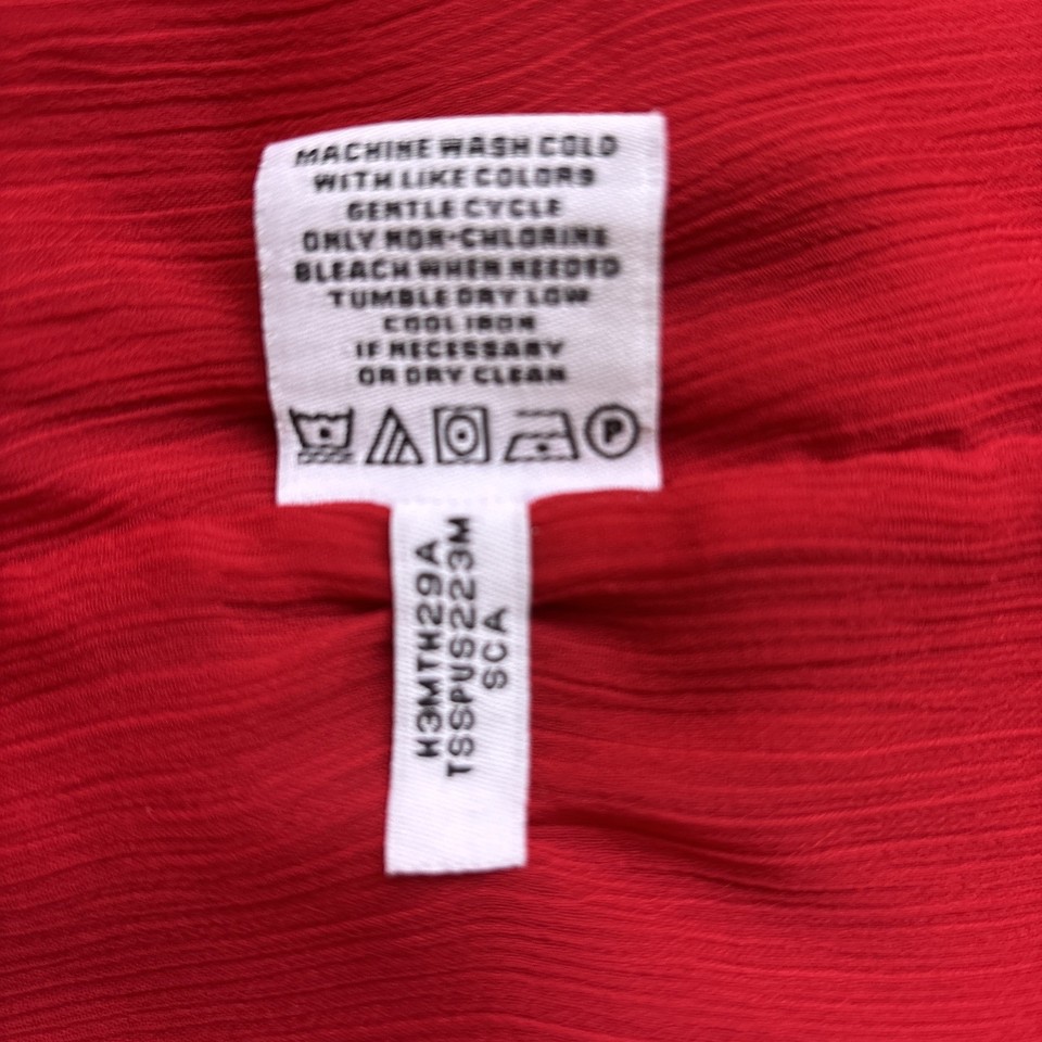 Tommy Hilfiger Women's S Red Sleeveless Ruffle Blouse Tie Front ...