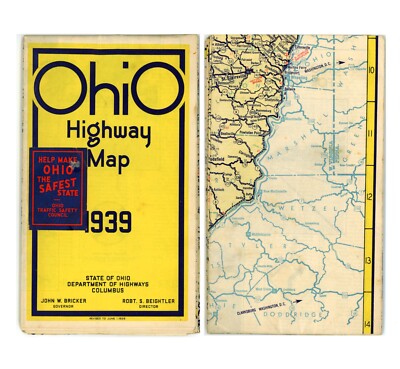 Vintage 1939 Ohio Official Road Map – State Hwy. Dept. (Ver. B – June 1 ...
