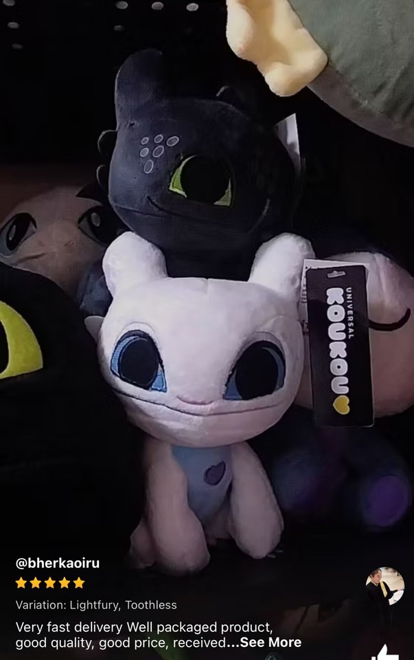 1 SET 7" Authentic Universal KOUKOU LOVE TOOTHLESS LIGHT FURY Doll ...