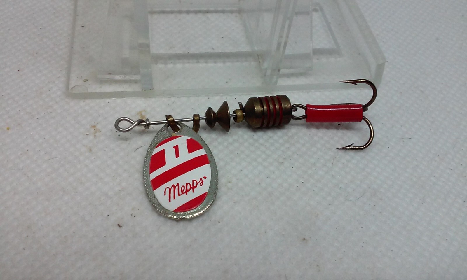 Vintage Mepps #1 AGLIA Red/White BLADE 5/8" inline Spinner Fishing Lure ...