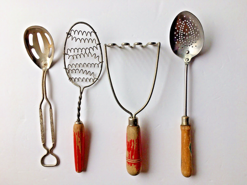 Lot of 4 - Vintage/Antique Kitchen Tools Wood Handles Country Farmhouse ...