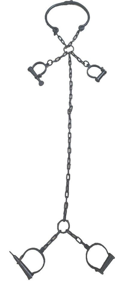 Old Handcuff Antique Iron Handcrafted Neck Leg & Hand Rare Handcuffs ...