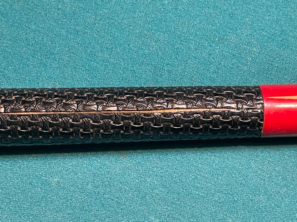 Vintage Pool Cue Stick Uknown Maker Two Piece Leather Wrapped Handle | eBay