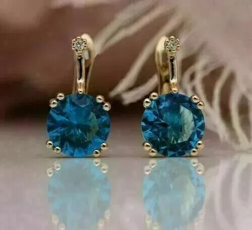 Ct Round Lab-Created Diamond White Gold Plated Feather Drop/Dangle ...