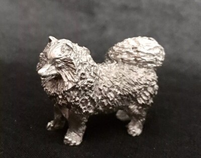 Pewter SAMOYED Spitz Dog Puppy Detailed Silver Metal Figurine Statue O ...