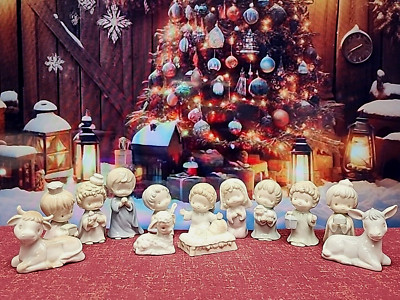 1985 Roman Japan Crafted 13 Piece Abstract Porcelain Nativity Scene | eBay