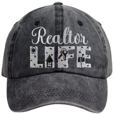 Realtor Life Hat For Men Women Distressed Adjustable Embroidered Real ...