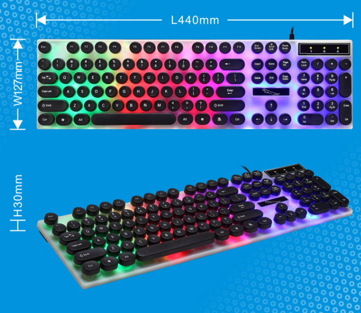 Punk retro round key cap mechanical feel backlit round key USB game ...