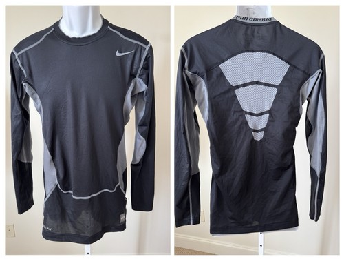Nike Pro Combat Men's XL Shirt Black Gray Compression Dri Fit Long ...