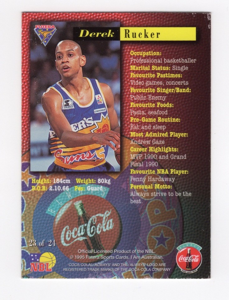 Basketball Coca Cola 1995-96 Derek Rucker, Gold Coast Suns | eBay