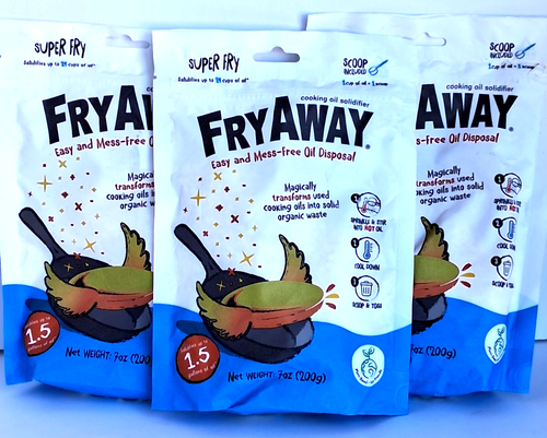 FryAway Super Fry Cooking Oil Solidifier 7 oz Safe Oil Disposal 3-Bags ...
