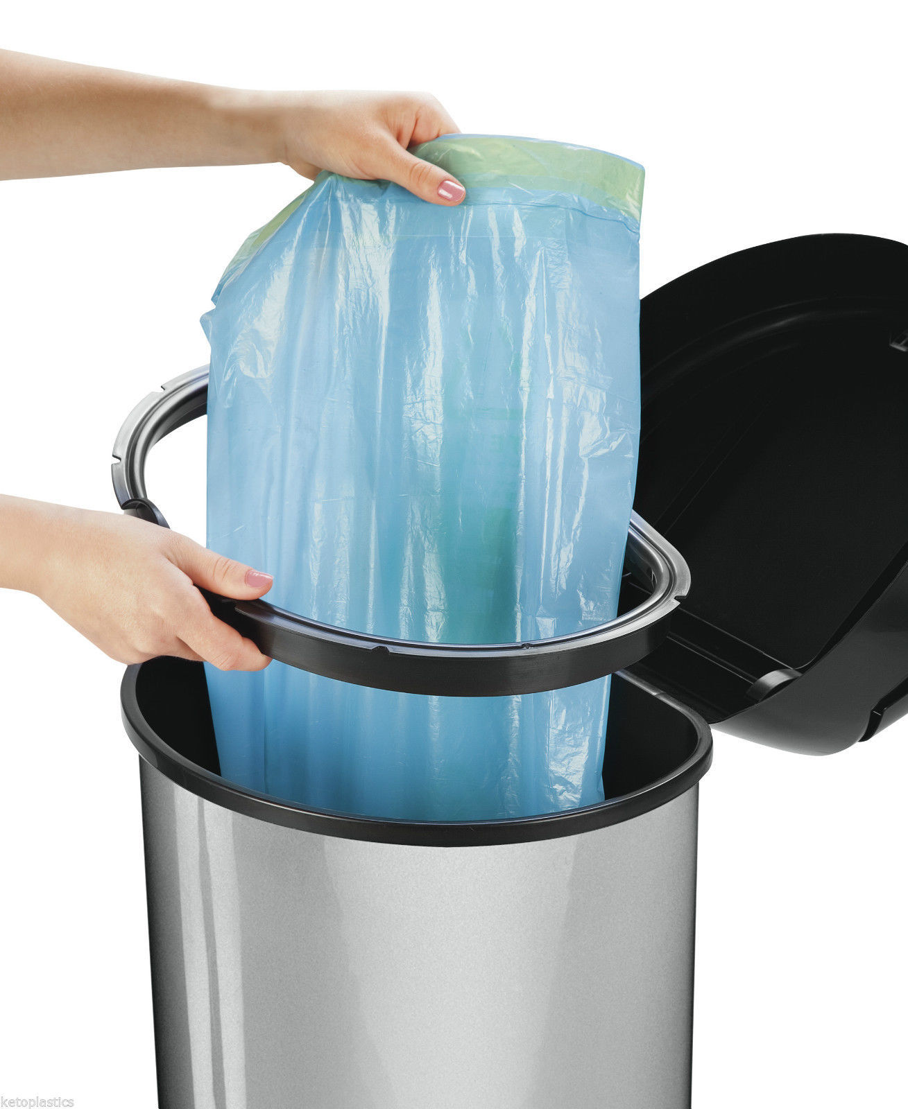 SILVER MODA BIN - TOUCH TOP - ITALIAN STYLE - KITCHEN / OFFICE BIN ...