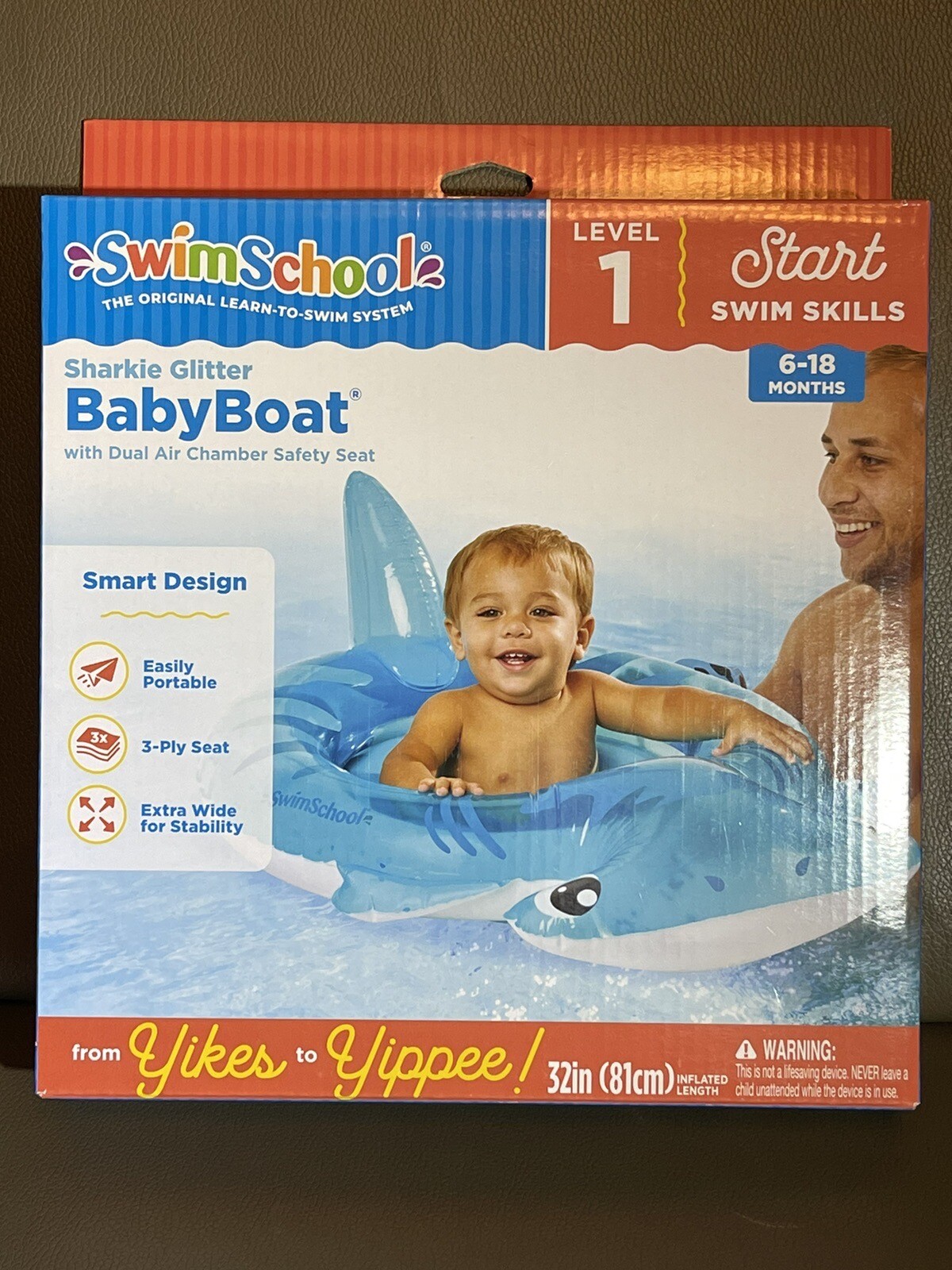 NEW Swim School BABY Float Glitter SHARK Boat 6-18 Month Level 1 POOL ...