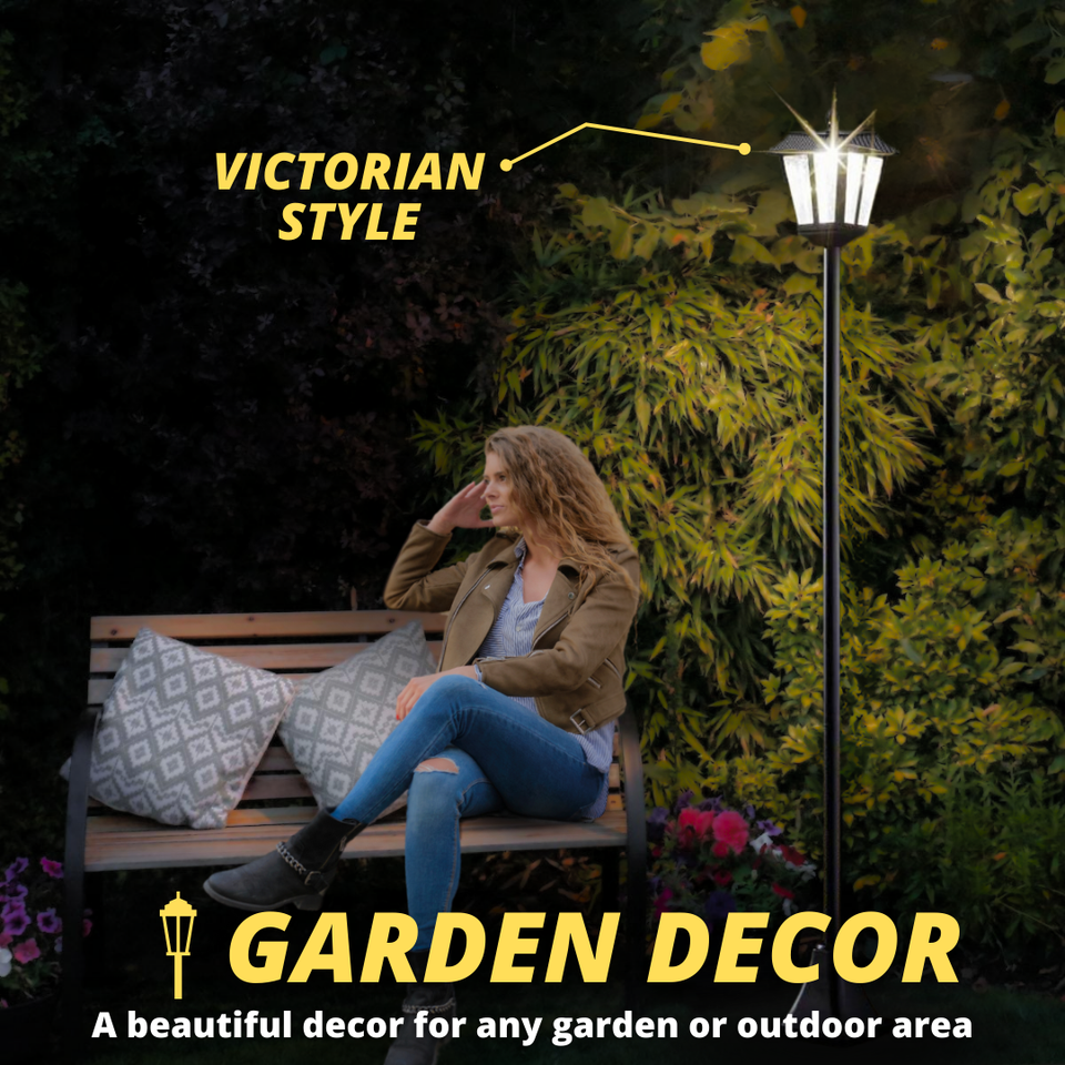 Solar Victorian Style LED Lamp Post Bright 100L Outdoor Light Garden ...