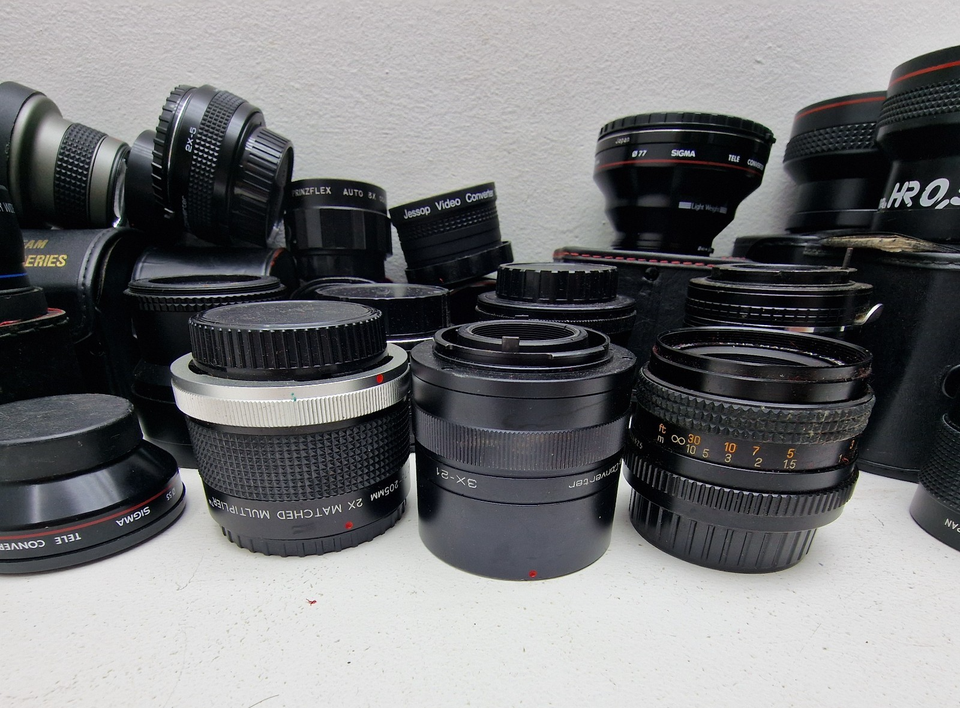 Vintage Mixed SLR Lenses Teleconverters Hama Sigma Jessop Chinon Job ...