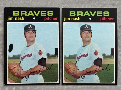 (2) 1971 Topps JIM NASH "Small Black Blob" Error & Corrected Baseball ...