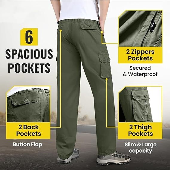 Adorlina Flex Cargo Pants for Men,FlexRover - Comfort Flex Fit Multi ...