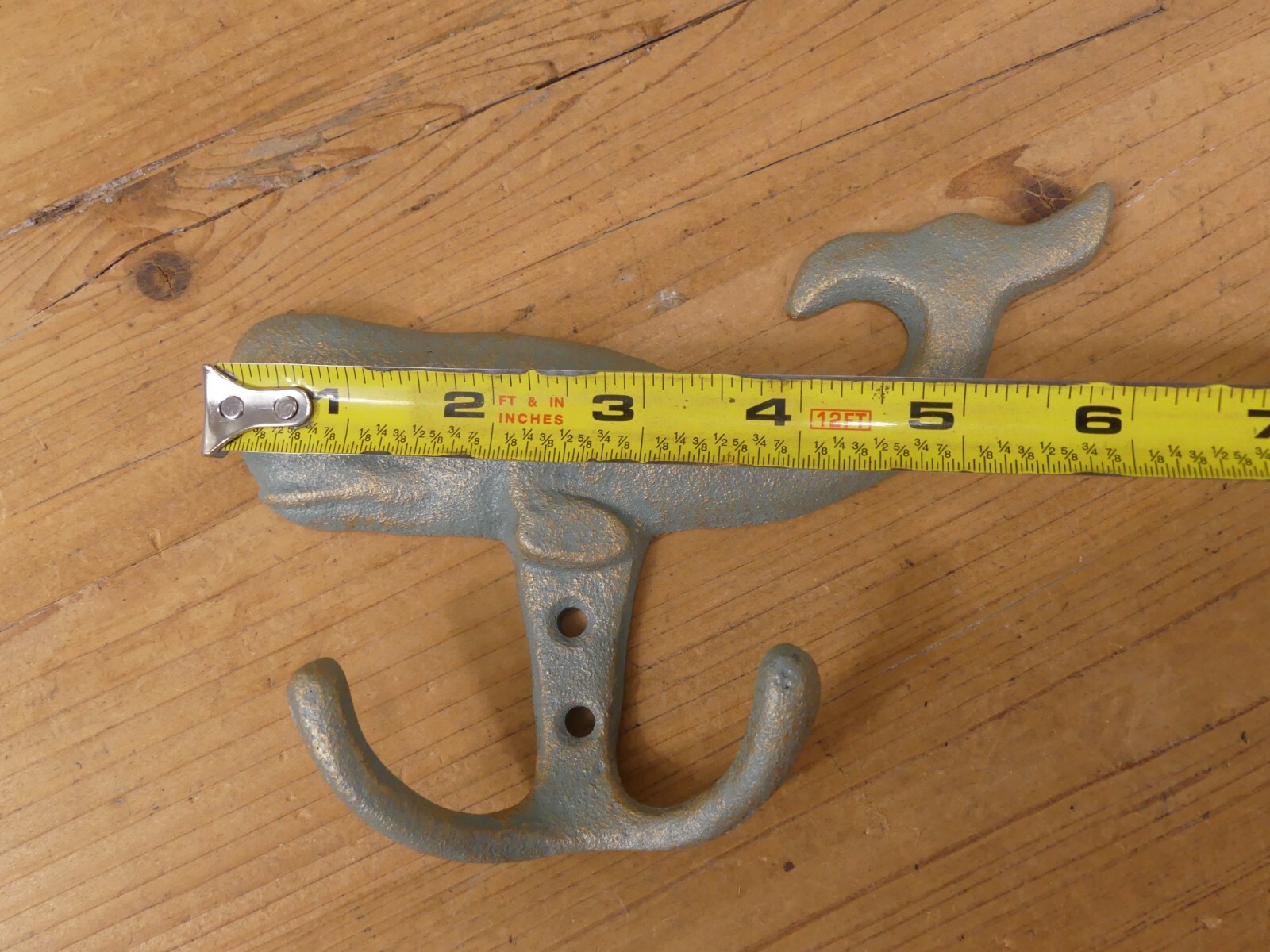 6 Cast Iron WHALE Wall HOOKS 6 1/2" Long Nautical Beach Decor Hardware ...