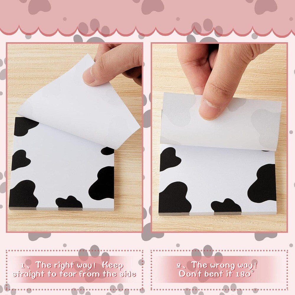 6 Packs Self Adhesive Paper 50 Sheets/Pad Memo Pads Cow Print Notes ...