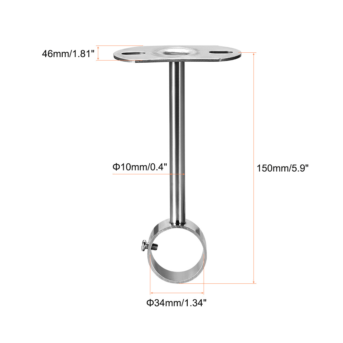 2pcs Wardrobe Pipe Bracket Curtain Rod Support Holder 32mm Dia 150mm ...
