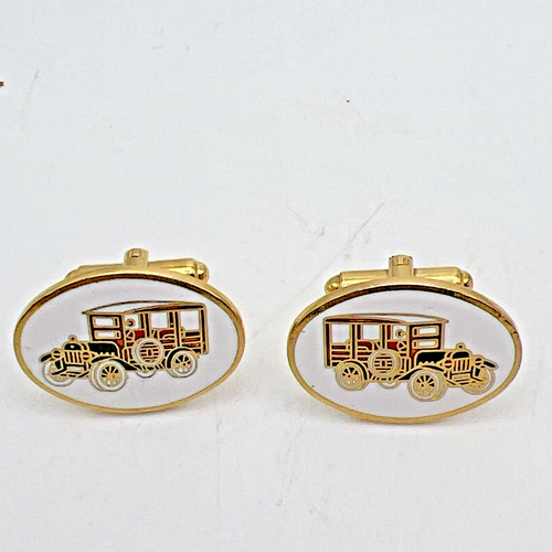 Vintage Avon Cufflinks Model T Antique Car Enamel Gold Tone Set | eBay