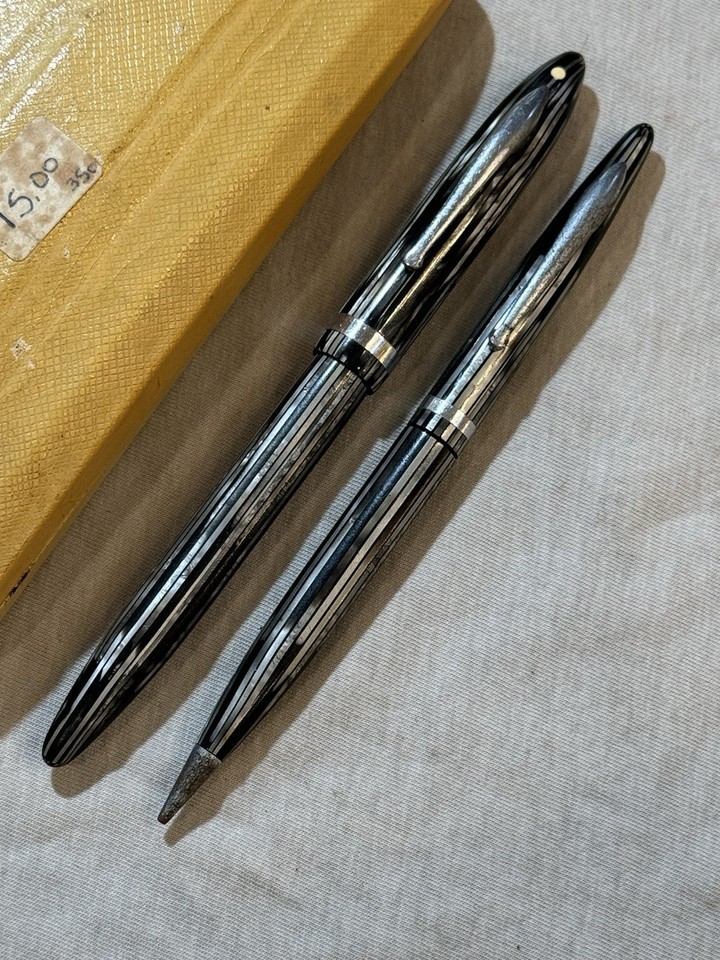 Sheaffer Balance Gray Striated Fountain Pen And Pencil Set With Case | eBay