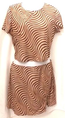 Pretty Garbage Shirt & Skirt Set Brown Swirl Pattern Large Elastic ...