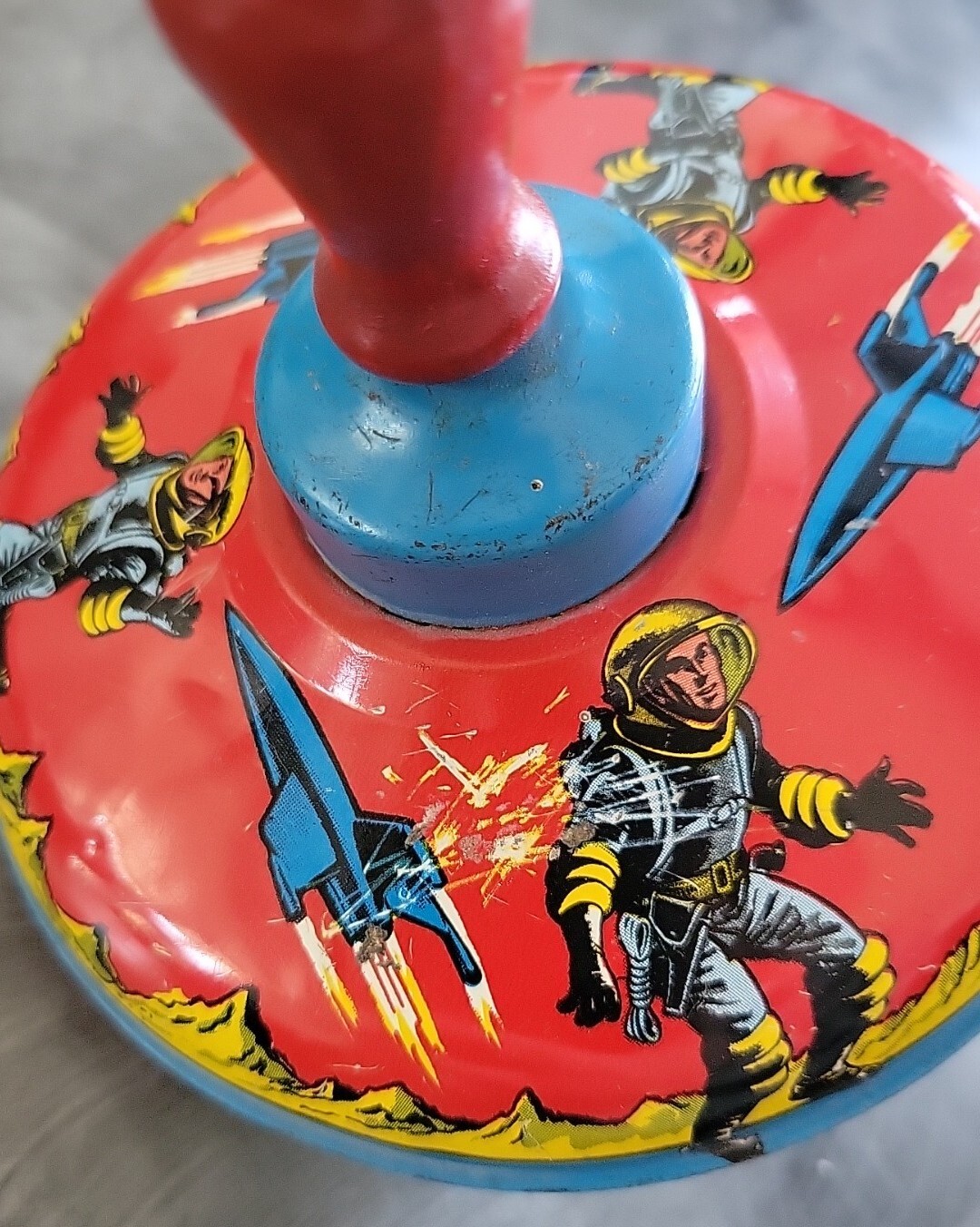 1960s Vintage Toy Spinning Top Space Travel Rockets Astronauts Tin ...