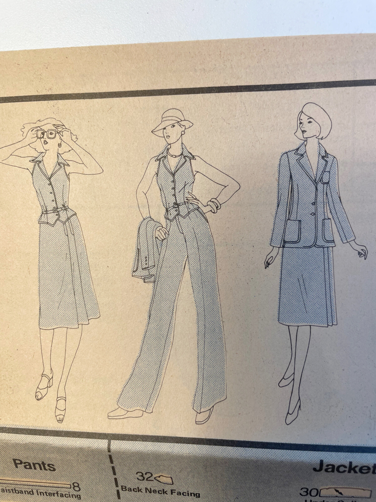 Vogue American 1479 ANNE KLEIN Sporty Jacket, Vest, Skirt & Pants ...