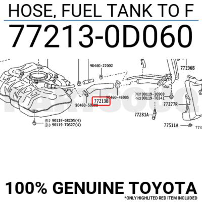 772130D060 Genuine Toyota HOSE, FUEL TANK TO F 77213-0D060 | eBay