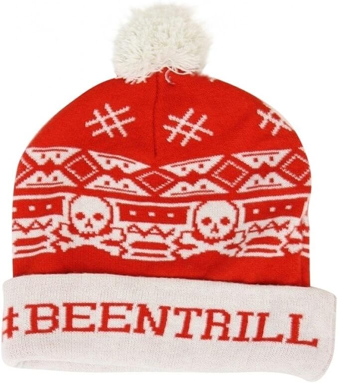 NWTs BeenTrill #BEENTRILL Red / White Skull & Crossbones Beani- One ...