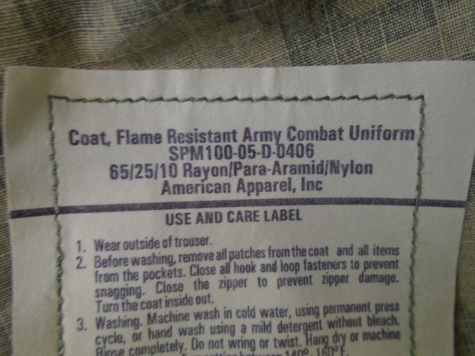 US Military Army Combat Uniform ACU Coat Shirt FR X-Large Long 2005 New ...