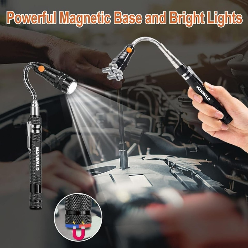 LED Magnetic Pickup Tools Telescoping Flashlights with Extendable ...