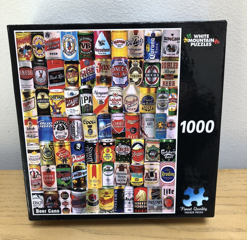 NEW~ WHITE MOUNTAIN **Beer Cans** 1000 PCS Retro Beverage Labels Jigsaw ...