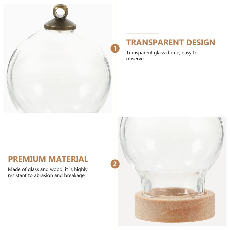 3 Pcs Small Glass Dome Display Cases Transparent Mini Cloche Bell Jar ...
