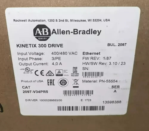 New Factory Sealed Allen-Bradley 2097-V34PR5 SER A Kinetix 300 Servo ...