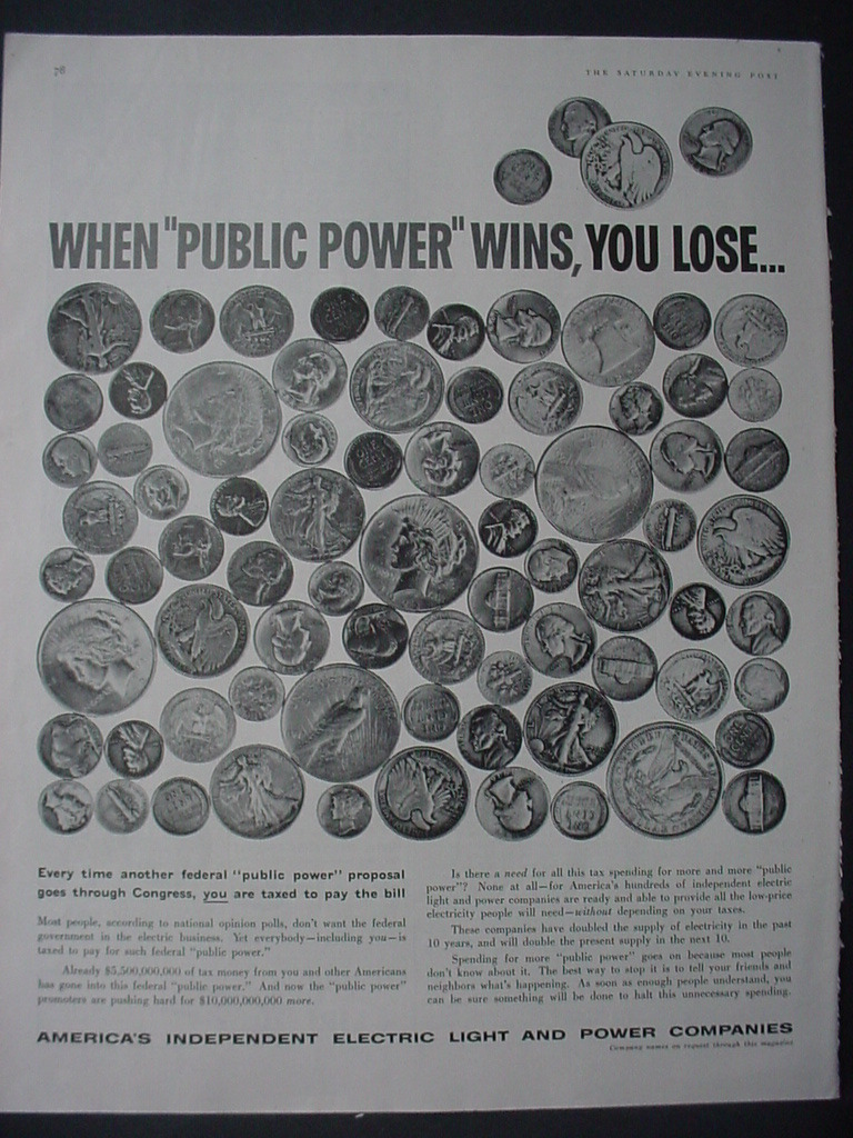 1959 America's Electric Light + Power Co Old Silver Coins Vintage Print ...