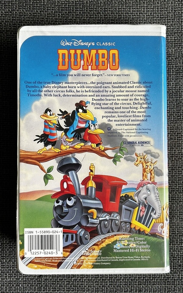 Dumbo (1941) VHS Walt Disney’s Classic Black Diamond Clamshell 024 ...