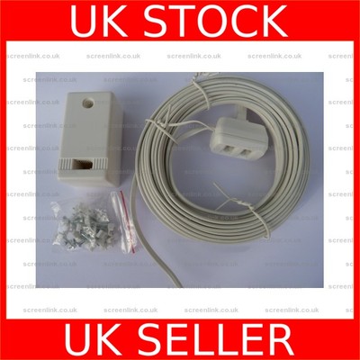 White up to 10m BT Phone Telephone Line Extension Cable Socket Clips ...