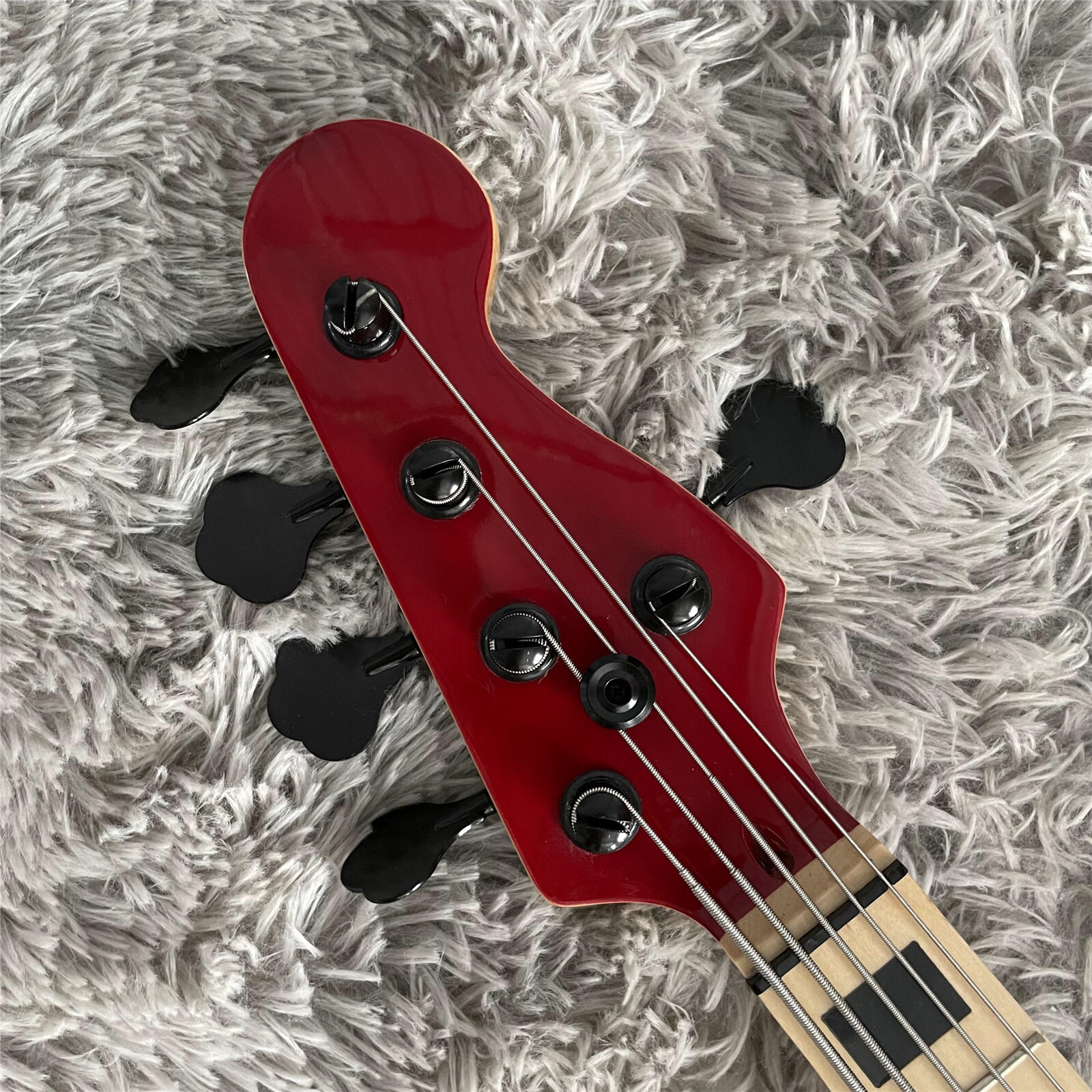 Custom Red Jazz Bass Electric Guitar 5 String Maple Fretboard Black ...