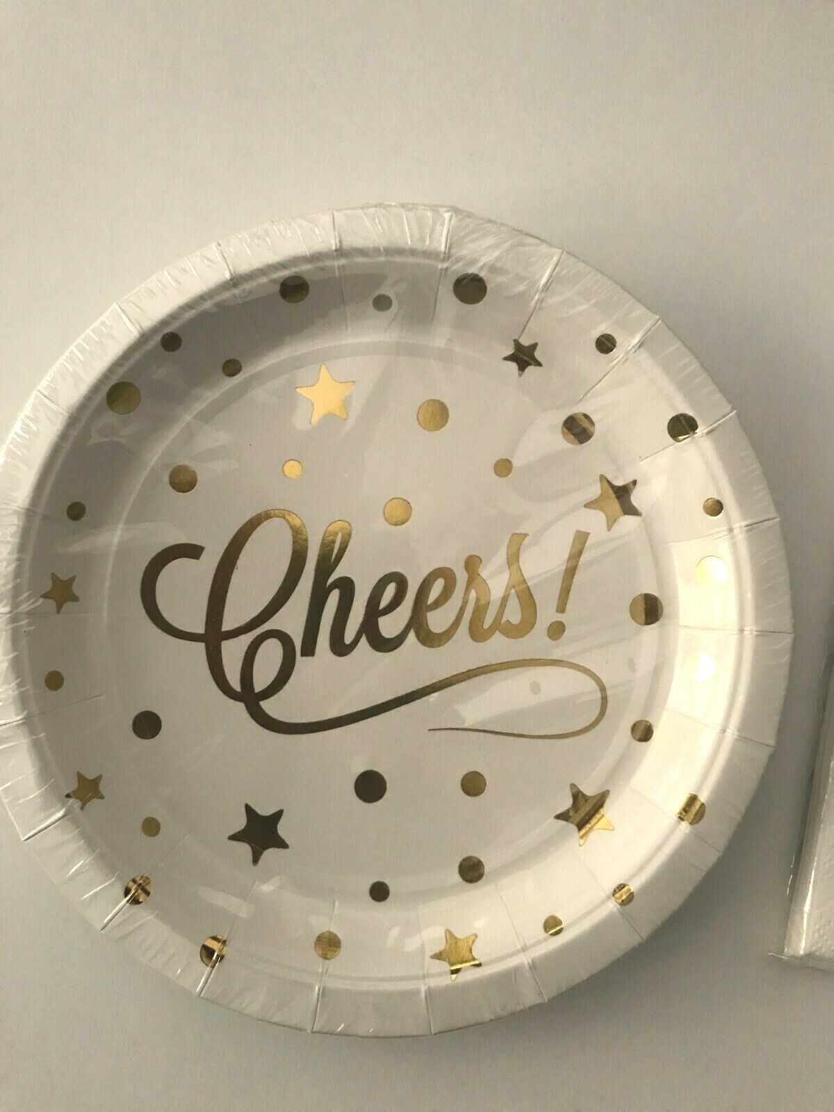"Cheers" Plates Gold Party Supply Graduation,Anniversary Birthdays NEW ...