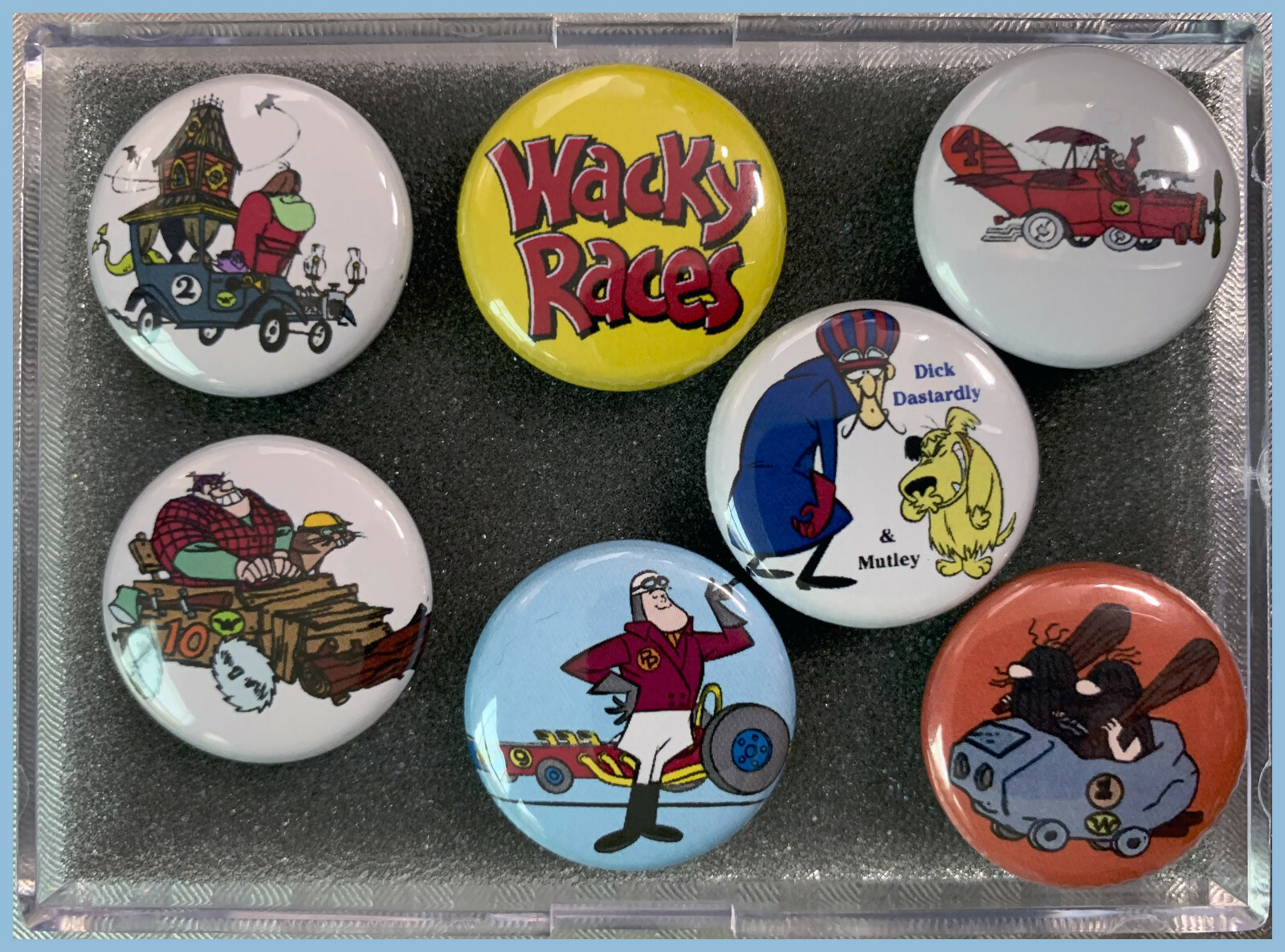 Wacky Races 1968 - 1969 Cartoon Group A Set of Seven 1 inch Round ...