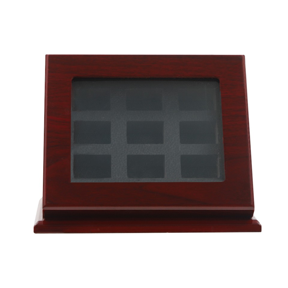 9 Holes Championship Ring Display Case Box Wooden Collection Storage ...