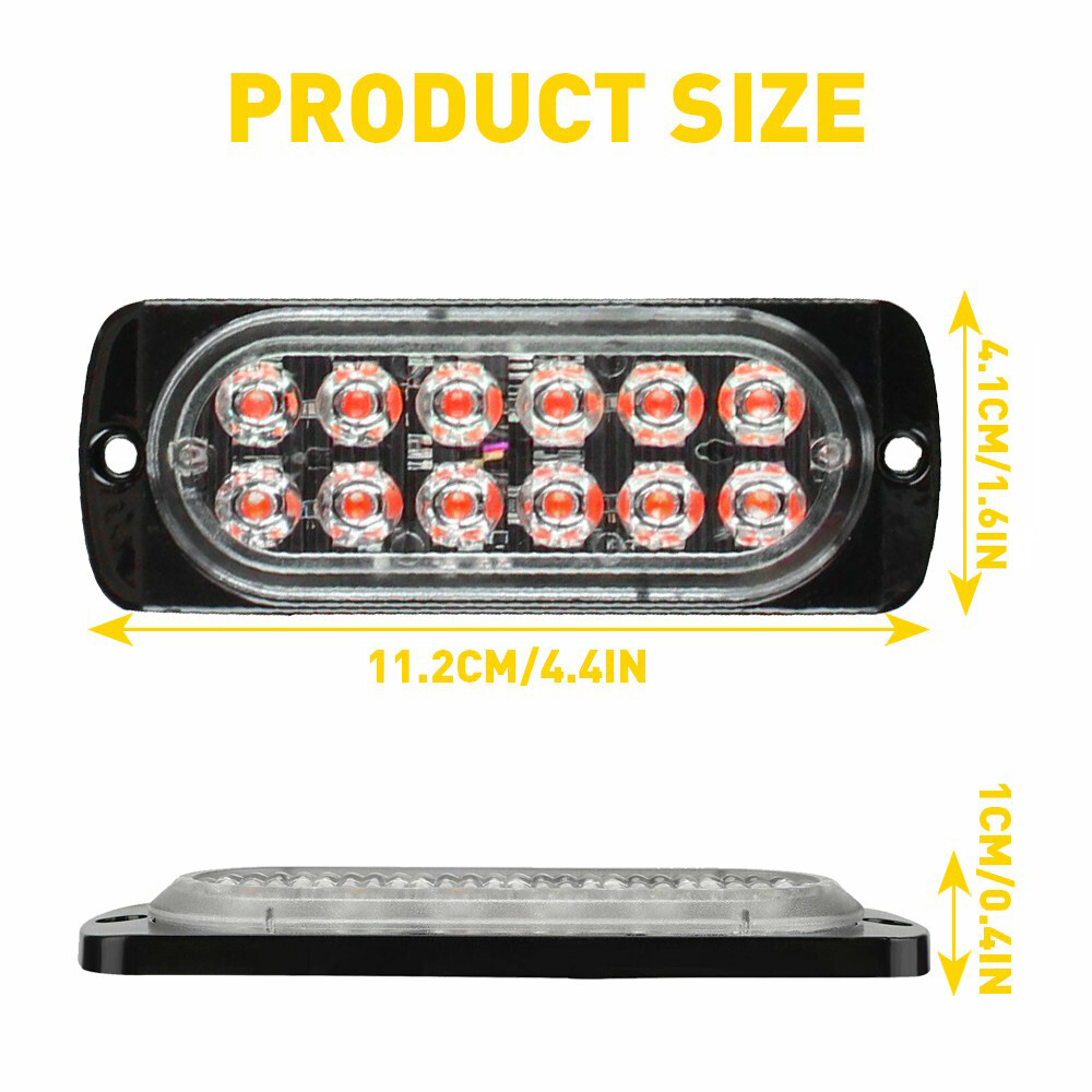 4PCS Red LED Car Truck Warn Hazard Beacon Strobe Flashing Lights Bar ...
