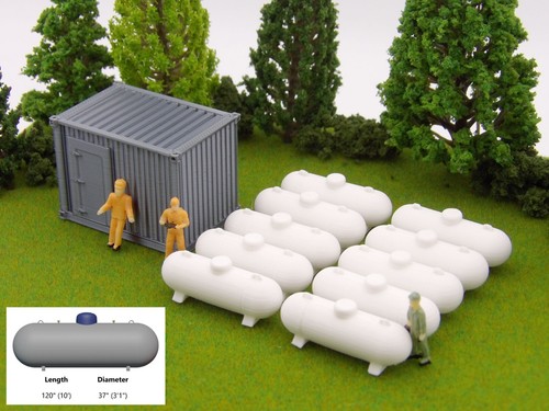 10 Pack - HO Scale 500 Gallon Propane Tanks plus a Filling Shed - To ...