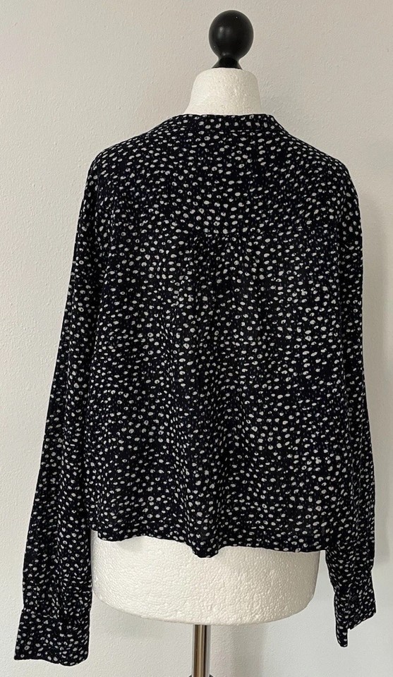 FREE/QUENT kurze Bluse Gr.M,blau/weiß,gepunktet,100% Cotton,Langarm ...