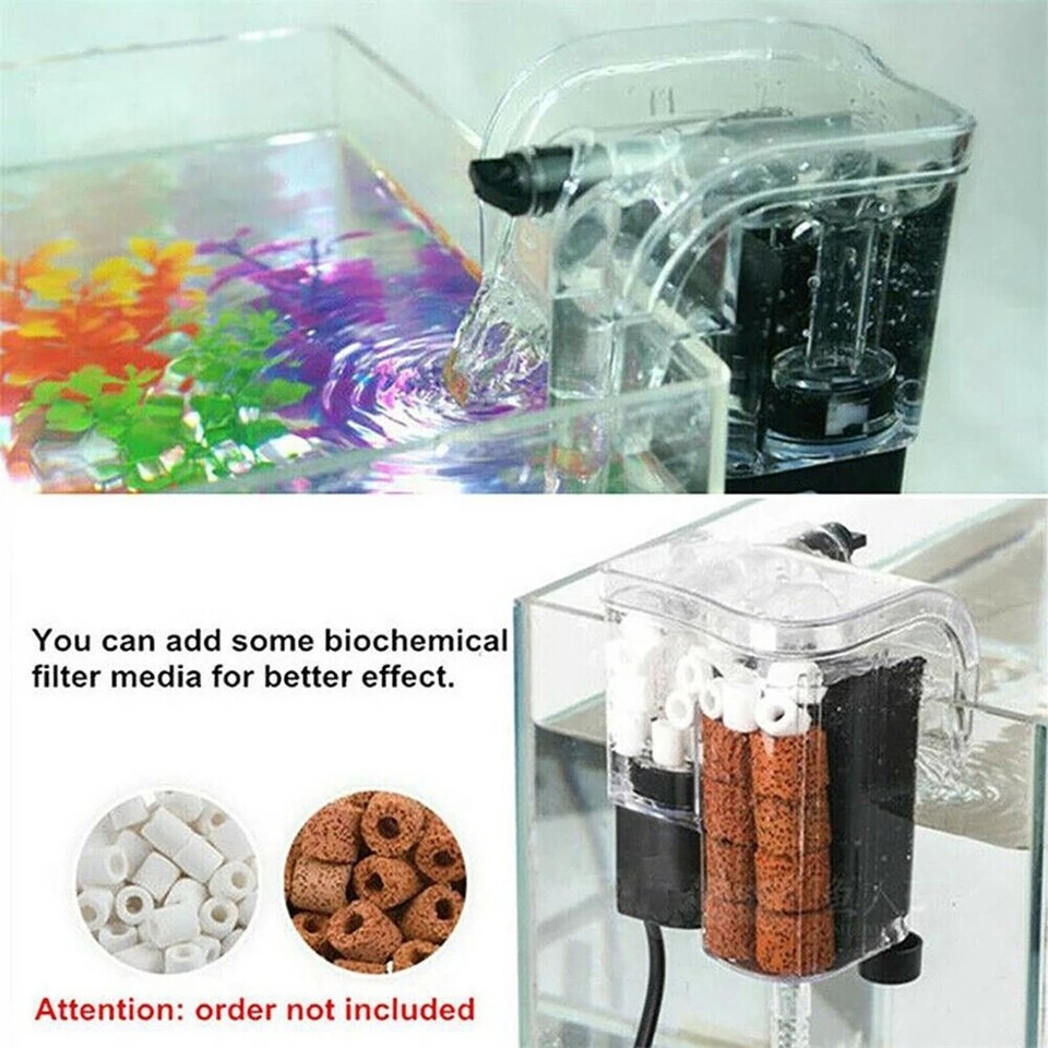 Ultra Quiet Aquarium Hang on Filter (66GPH 3W), Small Fish Tank Filter ...