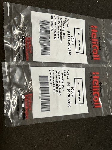 Qty. 20, Helicoil 1191-3CN190 #10-32 Stainless Free Running Inserts ...